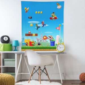 roommates tap5286lg: nintendo super mario tapestry, 60 inches x 52 inches, multi-color