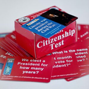 Civics and English flashcards to Study for The US citizenship Test with Official 100 USCIS Illustrated Questions and Answers for American Civics and English Proficiency Exams