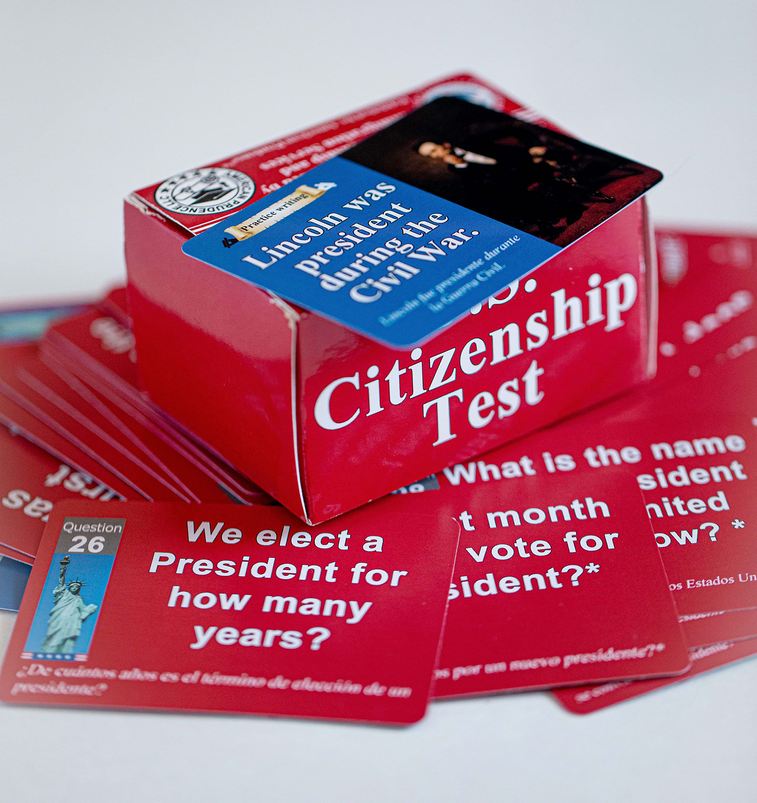 Civics and English flashcards to Study for The US citizenship Test with Official 100 USCIS Illustrated Questions and Answers for American Civics and English Proficiency Exams