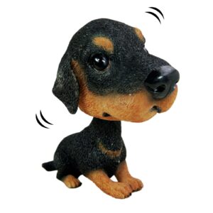 bobbleheads for car dashboard, cute resin bobble head dogs car dashboard decorations, dog ornaments puppy shaking head toys gifts for car vehicle desk tabletop office decor (black and tan coonhound)