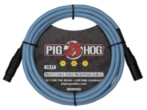 pig hog phmh10db hex series microphone cable 10-feet daphne blue patent pending 6 sided spiral extrusion pvc sleeve xlr - xlr connectors