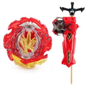 battling tops burst b-203 helios hyperion ultimate fusion dx with right/left spin bey blades launcher, gaming top spinning toy gift for boys (b-203-01)