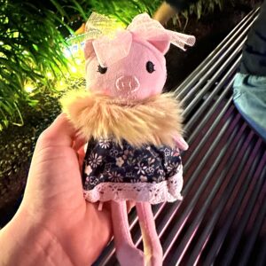 LEVLOVS Christmas Pig Mouse in a Matchbox Danish Design Toy Baby Registry Gift Pig in Ice Cream Truck Linen Toy Plush Toy