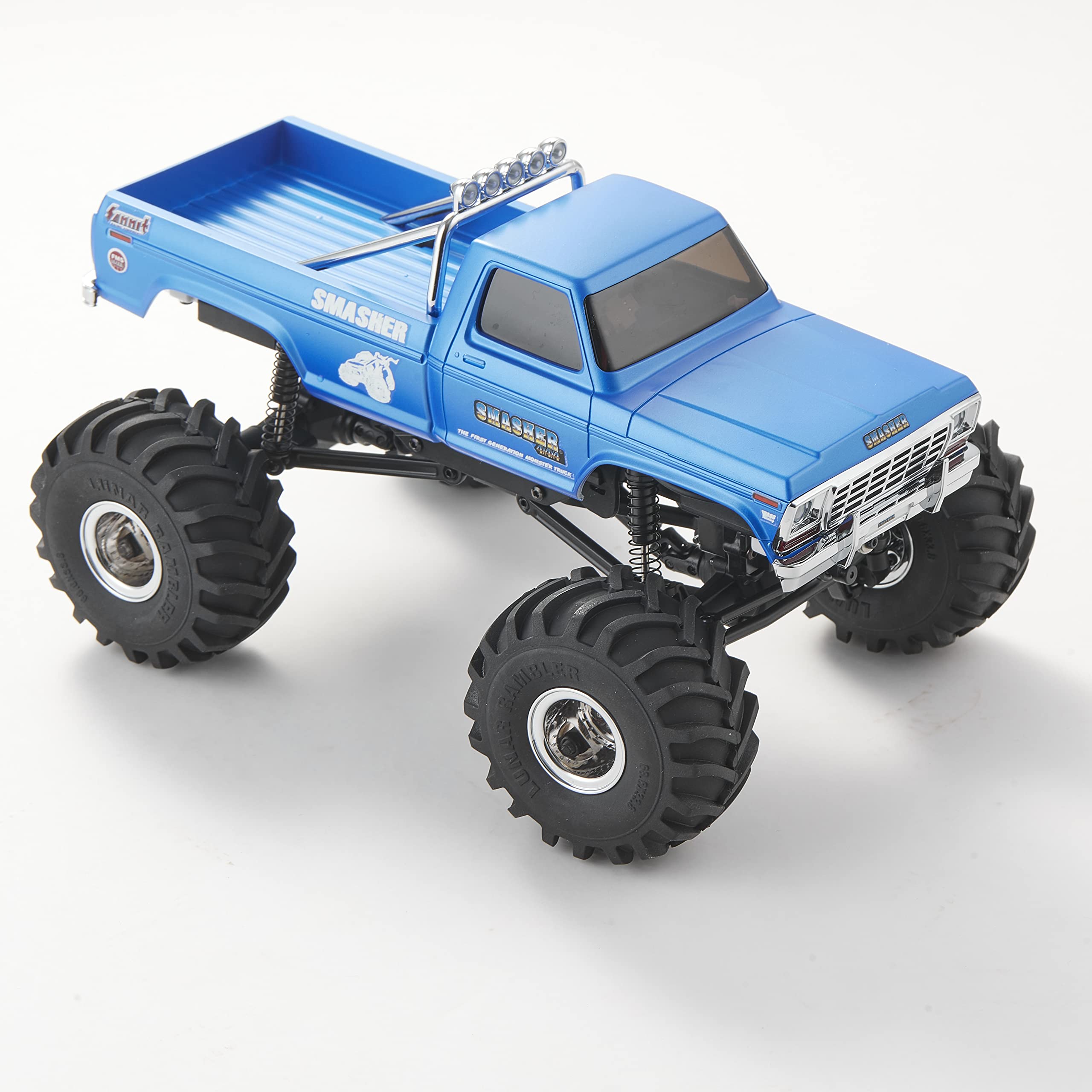 WOWRC RC Truck Crawlers FMS FCX24 Smasher, 1/24 Remote Control Monster Truck Mini RC Rock Crawler, Hobby RC Cars 8km/h 2 Speed Transmission for Adults, 2.4Ghz RTR with Battery, USB Charger, Blue