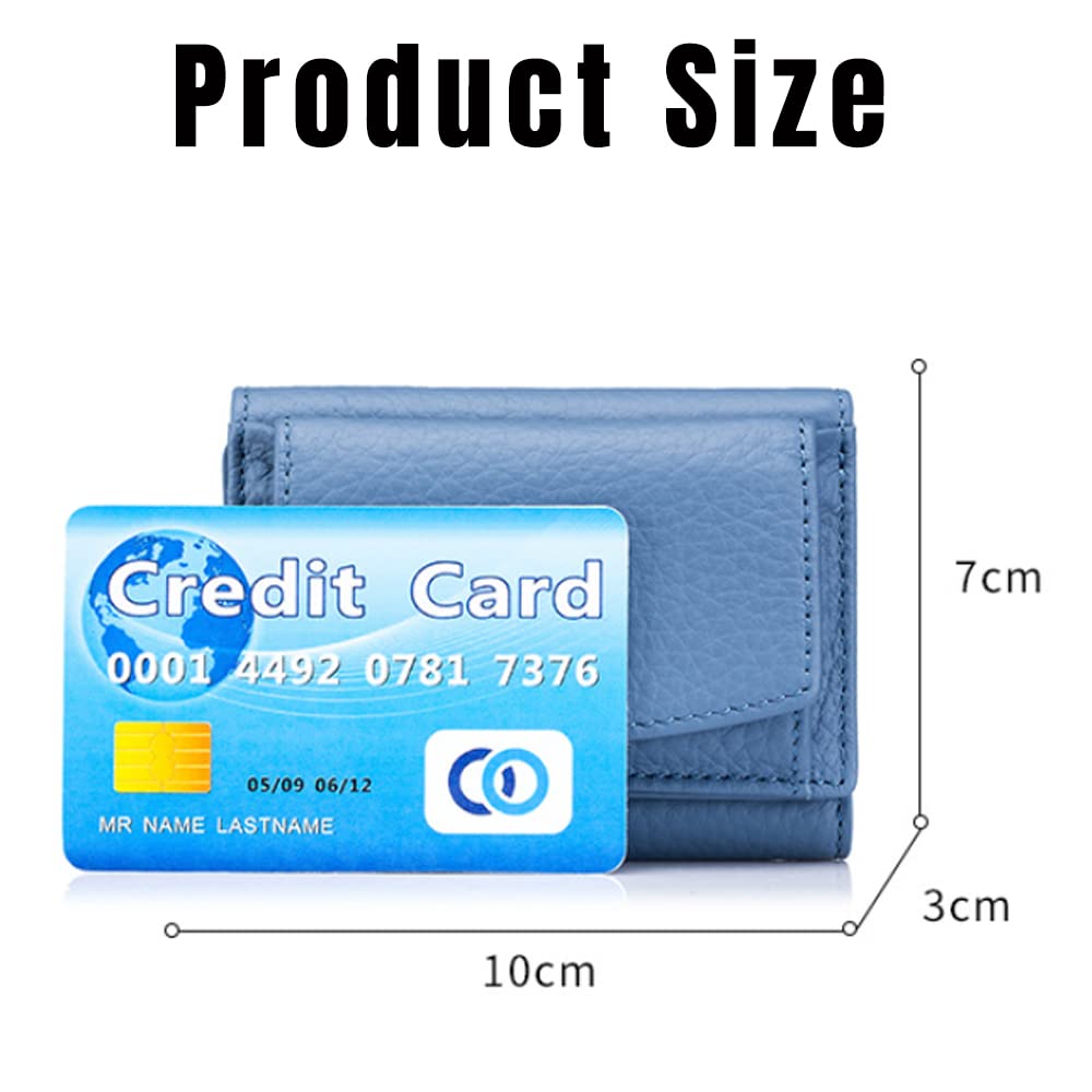 soputry 2023 New Unisex Anti-Credit Card Fraud Folding Mini Wallet, Vegan Mini Wallet For Women Small Trifold Leather Wallet (Blue)