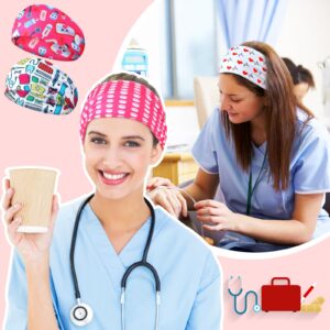 Jexine 12 Pcs Nurse Headbands for Women Non Slip Nursing Headbands with Buttons for Mask Nurse Accessories for Work Elastic Ear Protection Headband Hair Bands for Nurse Gift Spa Yoga Sports(Stylish)