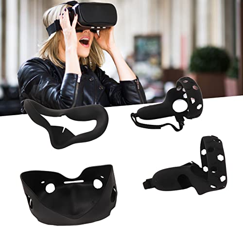 Controller Grips Cover for Oculus Quest 2, Silicone VR Shell Cover Accessories Set with Face Cover Lens Rotective Cover for Quest 2 Accessories (Black)