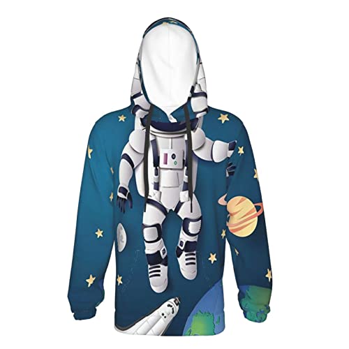 Wikoss Space Astronaut Spaceship Boys Pullover Hoodies Fashion Hooded Sweatshirts For Youth Teens Kids