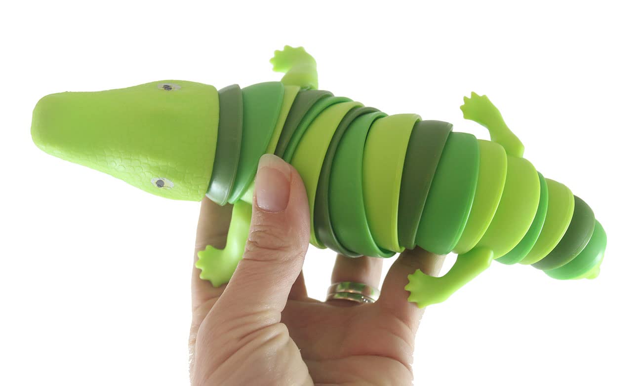 1 Alligator Wiggle - Gator Crocodile Reptile Large Articulated Jointed Moving Slug Toy - Unique