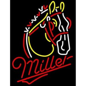 prouten 20inx16in millers lite clydesdale horse neon sign light man cave bar pub beer gift neon lamp