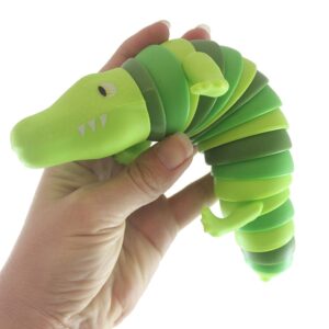 1 Alligator Wiggle - Gator Crocodile Reptile Large Articulated Jointed Moving Slug Toy - Unique