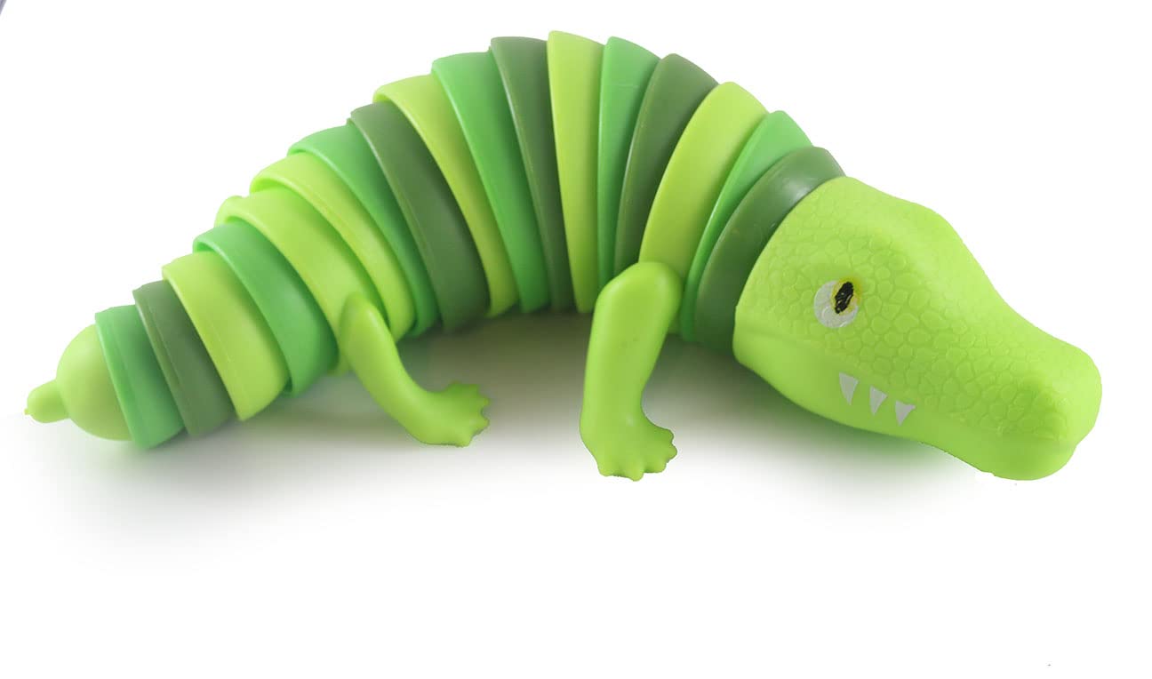 1 Alligator Wiggle - Gator Crocodile Reptile Large Articulated Jointed Moving Slug Toy - Unique