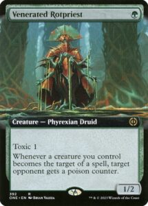 magic: the gathering - venerated rotpriest (392) - extended art - foil - phyrexia: all will be one