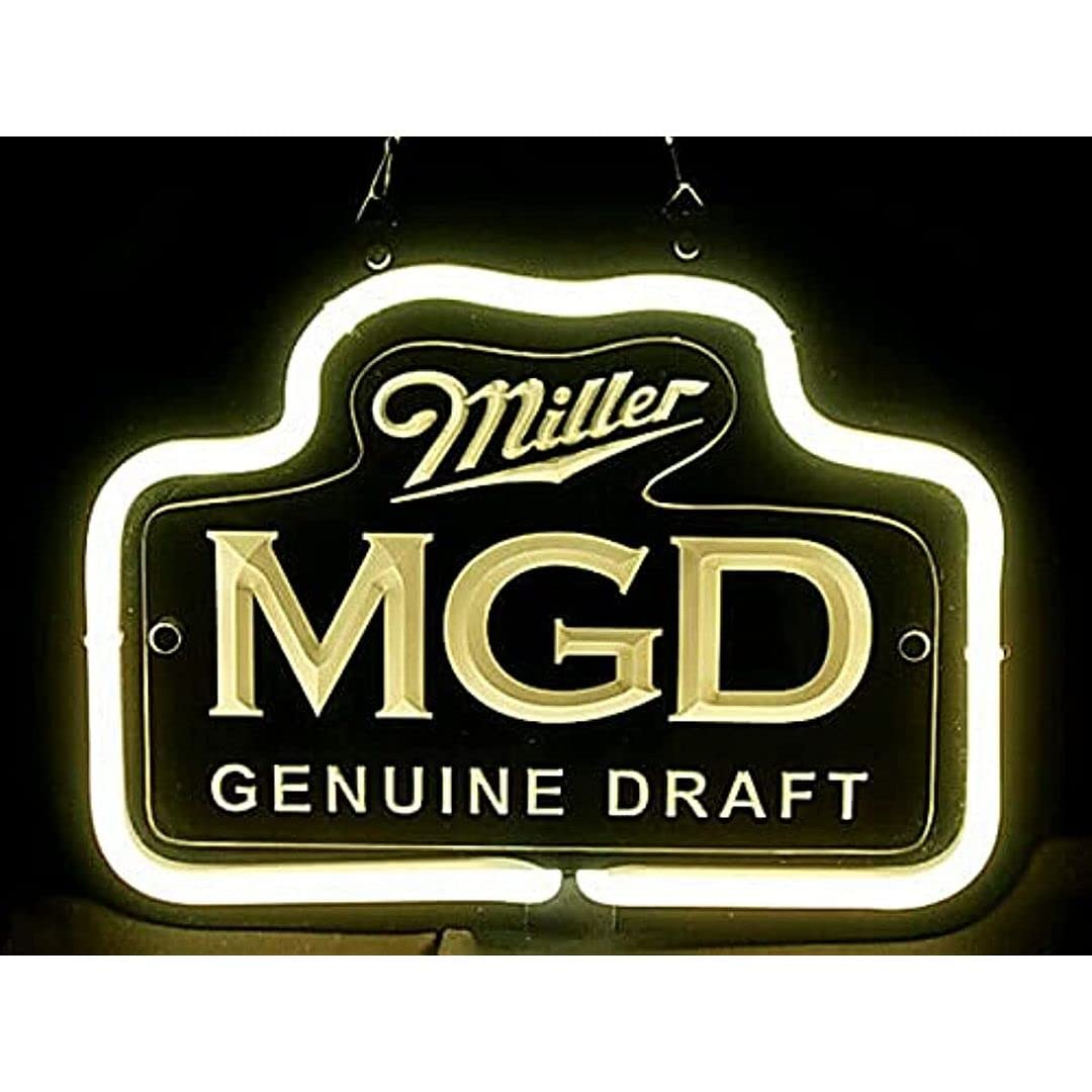 Prouten 24inx20in Millers MGD Genuine Draft Neon Sign Light 3D Carved Bar Pub Beer Handcrafted Lamp