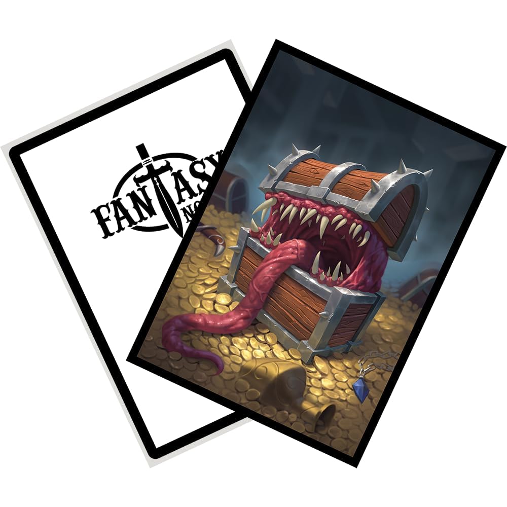 Fantasy North - Treasure Chest Mimic - 100 Smooth Matte TCG Trading Card Sleeves - Fits Magic MTG Commander Pokemon and Other Card Games - Playing Card Sleeves