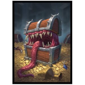 fantasy north - treasure chest mimic - 100 smooth matte tcg trading card sleeves - fits magic mtg commander pokemon and other card games - playing card sleeves