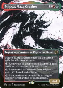 magic: the gathering - migloz, maze crusher (321) - borderless - phyrexia: all will be one