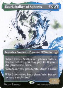 magic: the gathering - ezuri, stalker of spheres (317) - borderless - phyrexia: all will be one