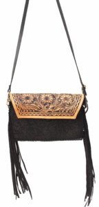 challenger women's cowhide western floral tooled leather shoulder purse handbag 18rah04