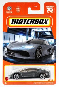 matchbox - koenigsegg gemera - 2021 - silver - matchbox 70 years - 2023 - mint/nrmint ships bubble wrapped in a sized box