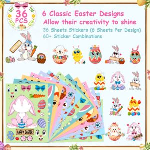 LINAYE 36 Sheets Easter Crafts Stickers for Kids Toddlers - Make Your Own Easter Stickers, Easter Basket Stuffers for Kids Toddlers Easter Treats Gifts for Kids Easter Activities Party Favor Supplies