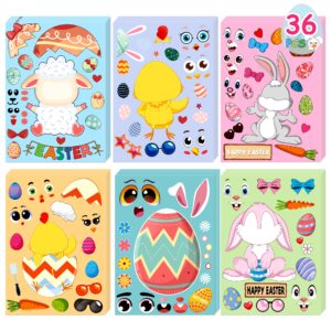 linaye 36 sheets easter crafts stickers for kids toddlers - make your own easter stickers, easter basket stuffers for kids toddlers easter treats gifts for kids easter activities party favor supplies