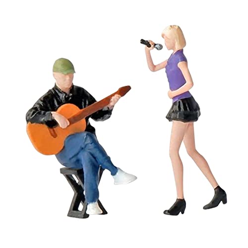 Milageto 1:64 Scale Guitarist and Singer Figures Realistic Hand Painted Collectibles Model Trains People Figures for DIY Scene Accessories Decoration Layout