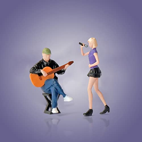 Milageto 1:64 Scale Guitarist and Singer Figures Realistic Hand Painted Collectibles Model Trains People Figures for DIY Scene Accessories Decoration Layout