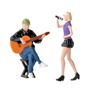 Milageto 1:64 Scale Guitarist and Singer Figures Realistic Hand Painted Collectibles Model Trains People Figures for DIY Scene Accessories Decoration Layout