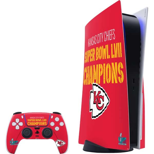 Skinit Decal Gaming Skin Compatible with PS5 Bundle - Officially Licensed NFL Kansas City Chiefs Super Bowl LVII Champions Design