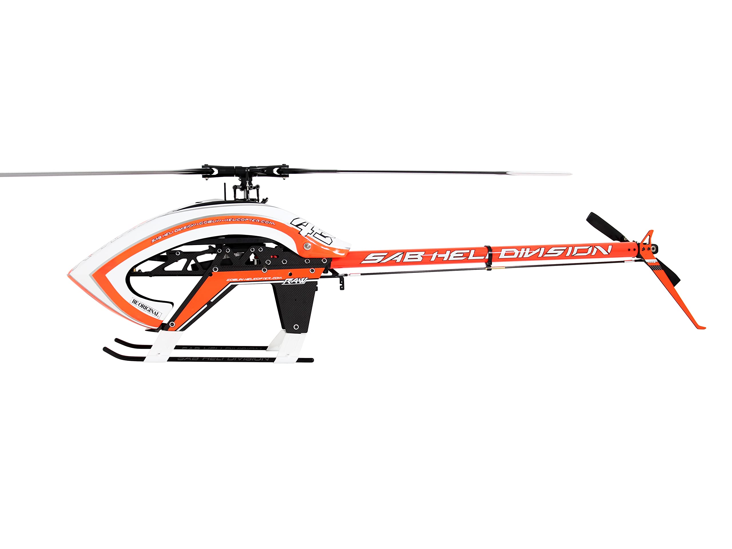 SAB Goblin RAW 580 Kit White/Orange - with S-Line Main and Tail Blades - HELIDIRECT