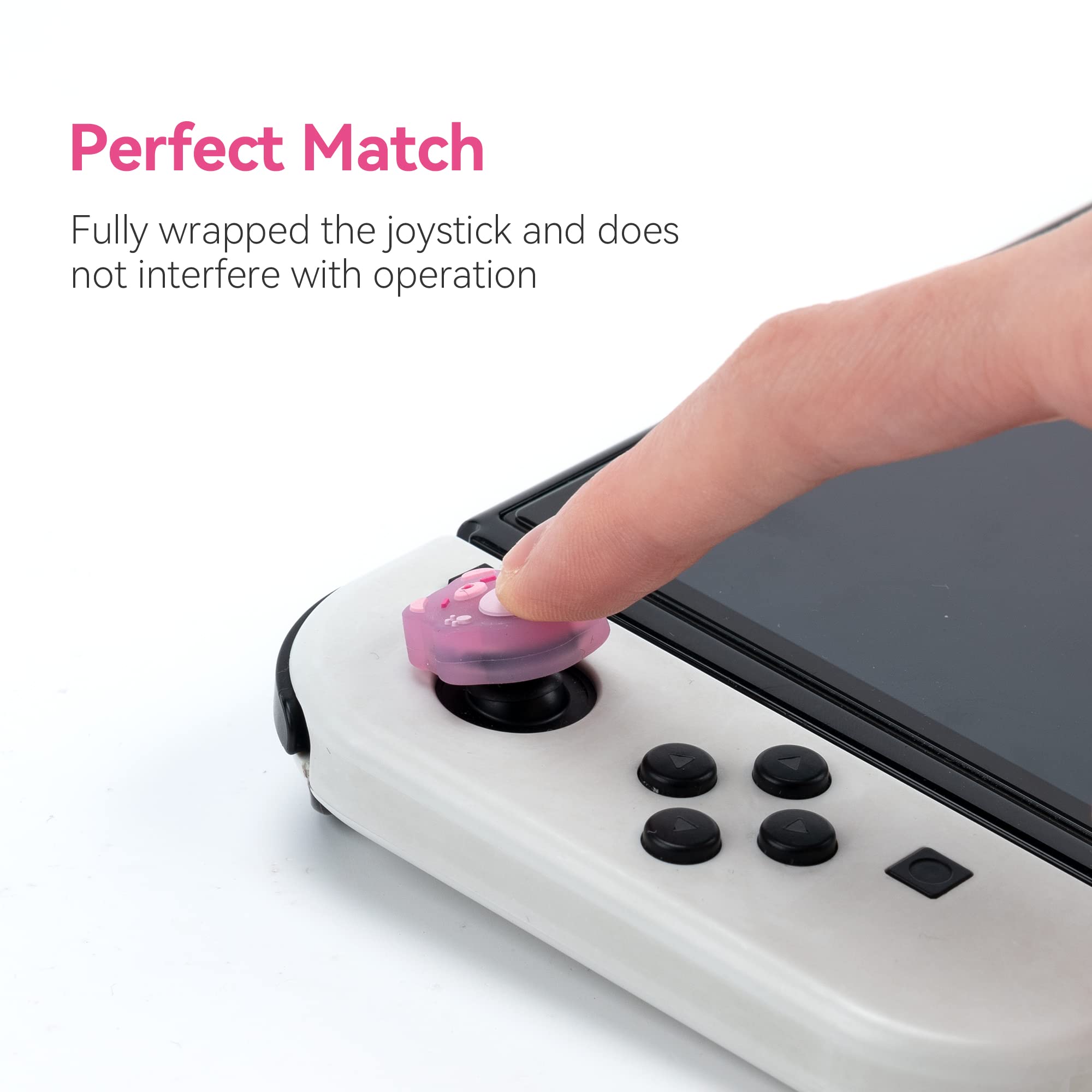 GeekShare Silicone Joycon Thumb Grip Caps, Joystick Cover Caps Compatible with Nintendo Switch/OLED/Switch Lite,4PCS - Jelly Bear