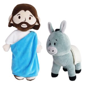 yelakey jesus rides a donkey plush doll guardian angel stuffed animal christ savior christian religious classic religious god plushie toy gifts for kids for christening religious easter