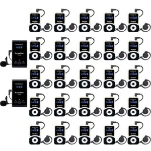 retekess t130 church translation system, wireless tour guide system, 99 channels, for teaching, factory, social distancing(2 transmitter 25 receivers)