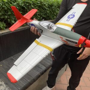 Ssccgym Extra Large 29.5" 750MM P51 P51D Mustang Remote Control Combat Aircraft 4CH Double Battery Aerobatic Brushless RC Aircraft P-51 Full-Function for Professional Players