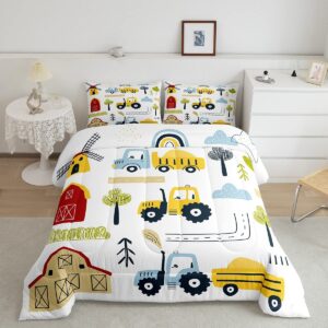 tractor comforter set cartoon farm tractor down duvet for kids boys girls truck car bedding set harvester farmhouse carton comforter 1 comforter set with 2 pillowcases full size