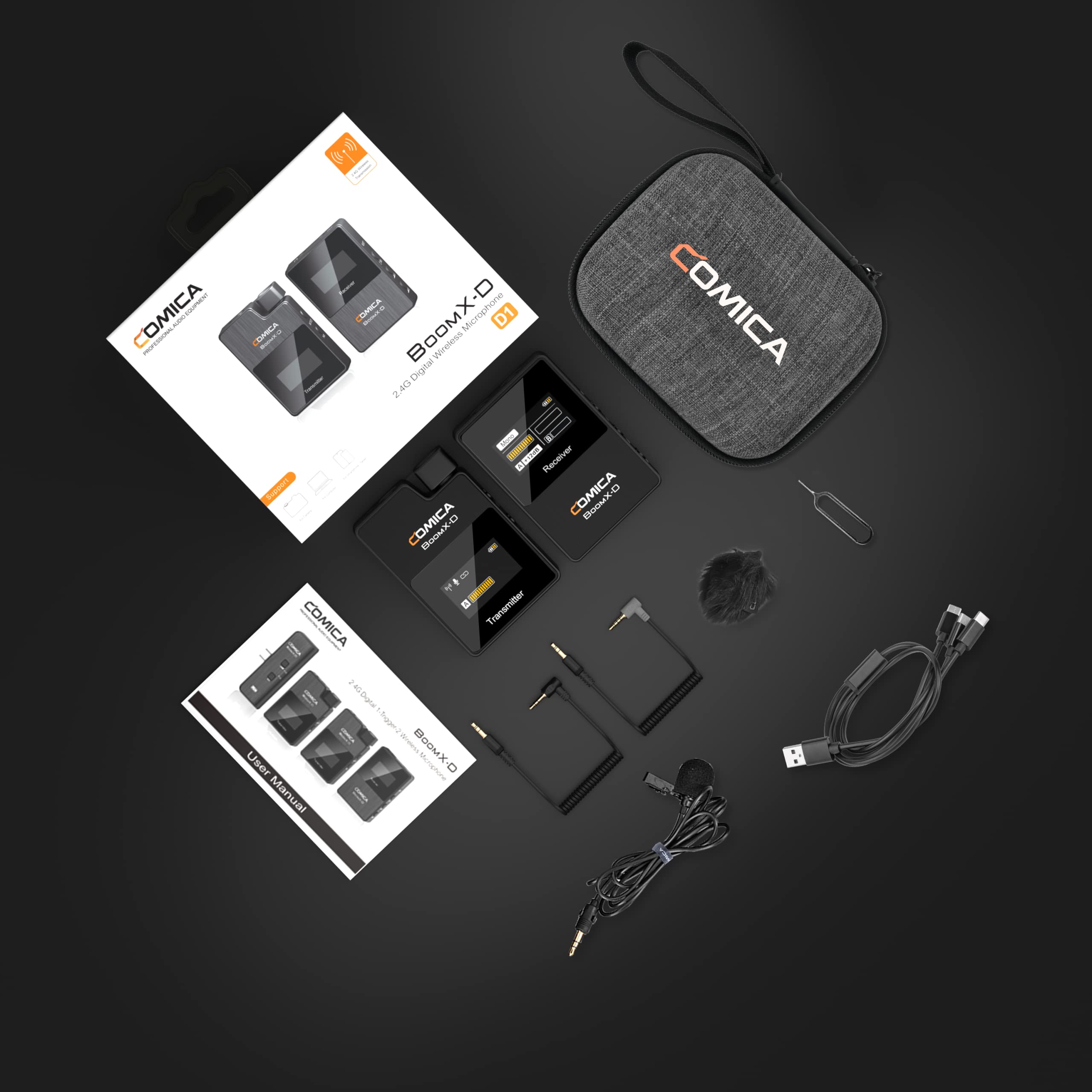 comica BoomX-D1 Wireless Lavalier Microphone with 3.5mm TRS-Lightning Adapter for iPhone