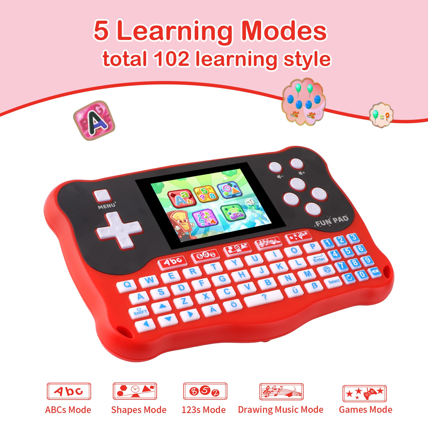 Kids Tablet/Baby Learning Pad with 102 Activities/Toddler Tablet with ABC/Words/Music/Math Interactive Educational Electronic Toys Gifts Handheld Game for Preschool Boys Girls Ages 3-12