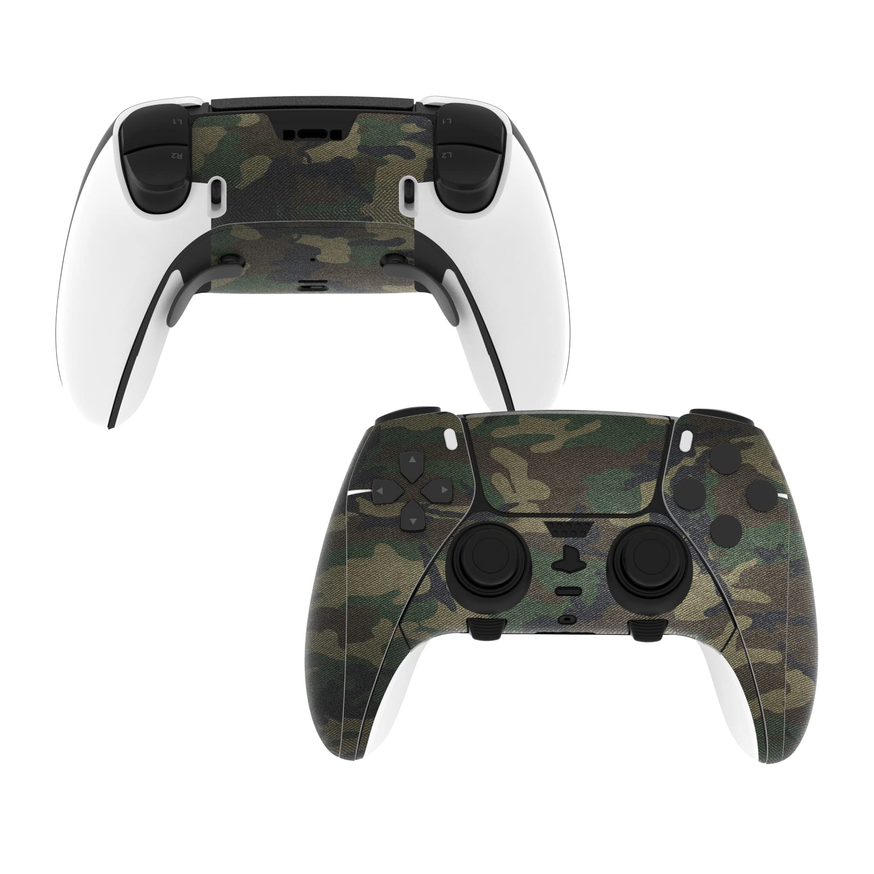 PlayVital 2 Set Skin Decals Sticker for ps5 Edge Wireless Controller, Custom Vinyl Decal Skins Wrap Cover for ps5 Edge Controller - Army Green Camouflage