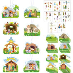 jutom 40 pieces make an easter he lives sticker scenes easter stickers easter resurrection stickers craft kit diy religious craft for easter party religious spring activity