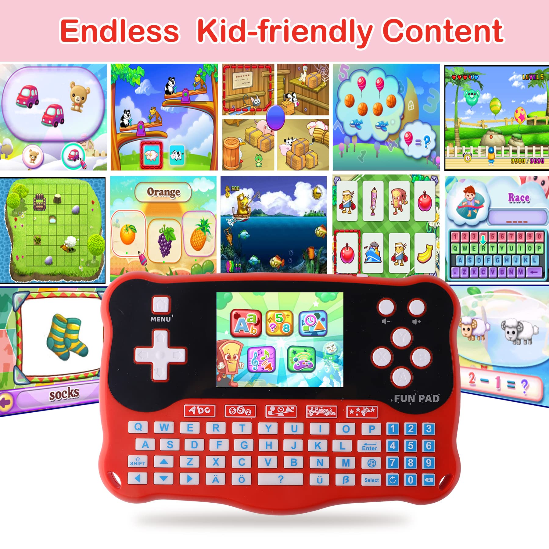 Kids Tablet/Baby Learning Pad with 102 Activities/Toddler Tablet with ABC/Words/Music/Math Interactive Educational Electronic Toys Gifts Handheld Game for Preschool Boys Girls Ages 3-12