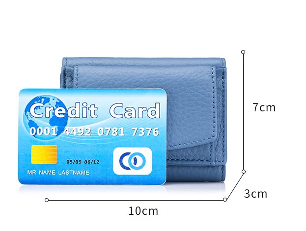 ZUICC 2023 New Vegan Mini Wallet for Women,Unisex Anti-Credit Card Fraud Folding Mini Wallet Trifold Leather Pocket Purse (blue)