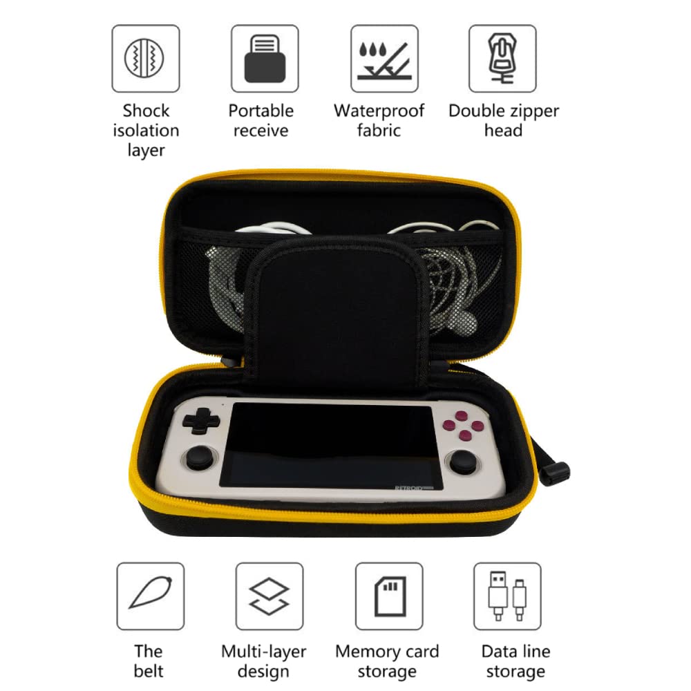 BeisDirect Portable Travel Carrying Case Pouch Storage Bag Compatible with Retroid Pocket 3 RP3 Handheld Game Console Shockproof Organizers Handbag, 21.5x11x4cm