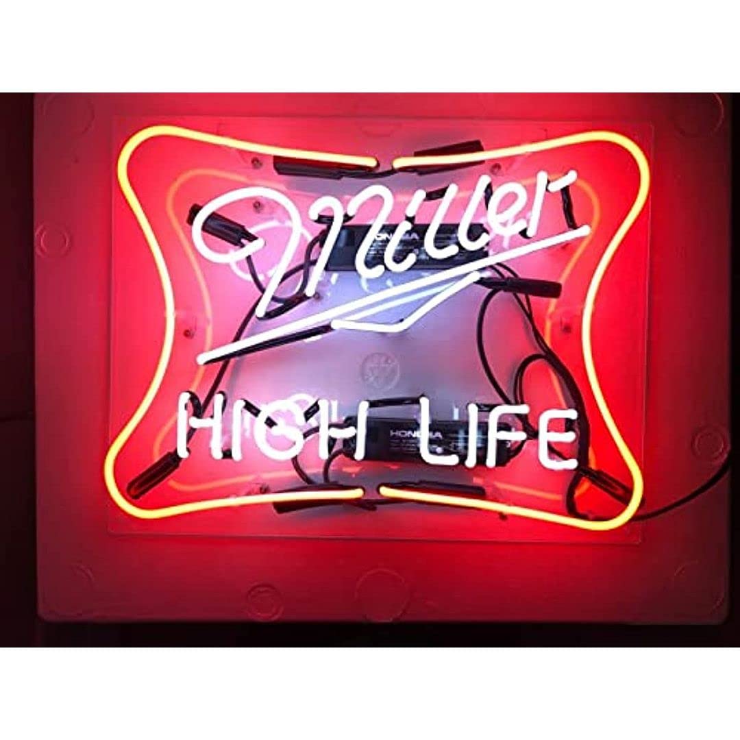 Prouten 20in Millers High Life Neon Sign Acrylic Beer Pub Bar Handmade Wall Decor Neon Light