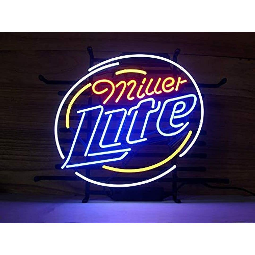 Prouten 20inx16in Millers Lite Neon Sign (VariousSizes) Beer Bar Pub Man Cave Handmade Glass Lamp Light