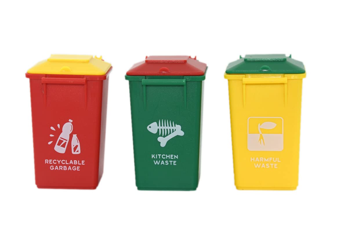 AITING Trash Can Toy Kids Toy Push Vehicles Garbage Truck's ABS Trash Cans Mini Curbside Vehicle Garbage Bin