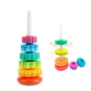 byfwh baby spin stack toy,premium stacking toy for kids,baby spinning toy,stacking toy for babies and toddlers,educational toddler learning toys,autism spin stack toys,rainbow spinning wheel toys