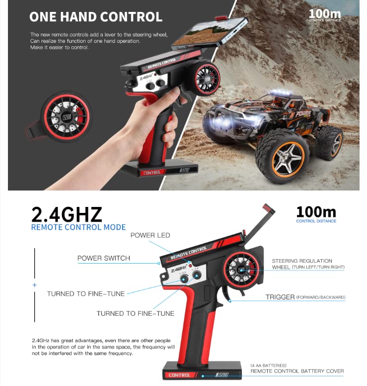 WLtoys 104018 1:10 2.4G Racing Remote Control Car 55KM/H 4WD Large Alloy Electric Remote Control Crawler Children's Toy (104018 1 * 2200mAh)