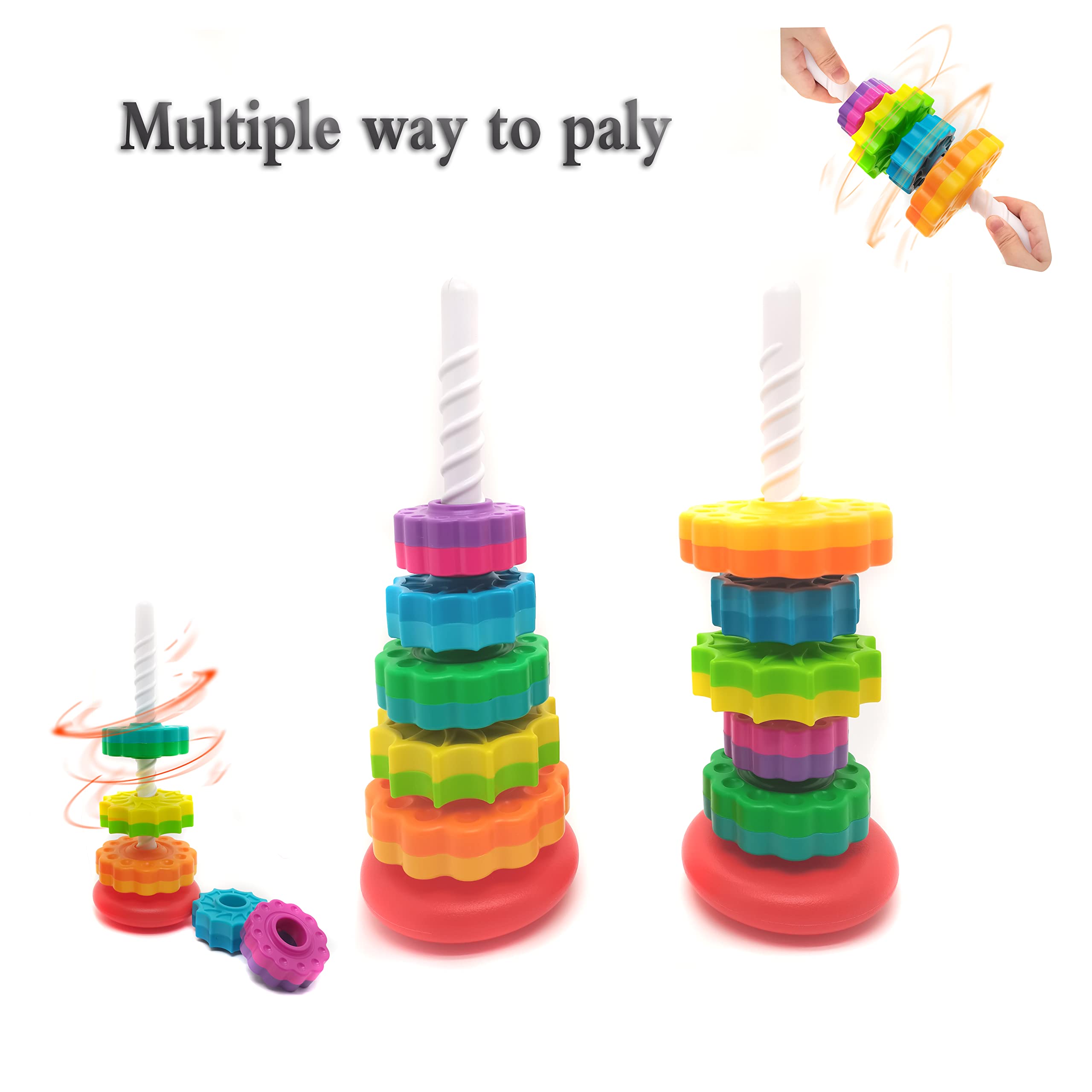 BYFWH Baby Spin Stack Toy,Premium Stacking Toy for Kids,Baby Spinning Toy,Stacking Toy for Babies and Toddlers,Educational Toddler Learning Toys,Autism Spin Stack Toys,Rainbow Spinning Wheel Toys