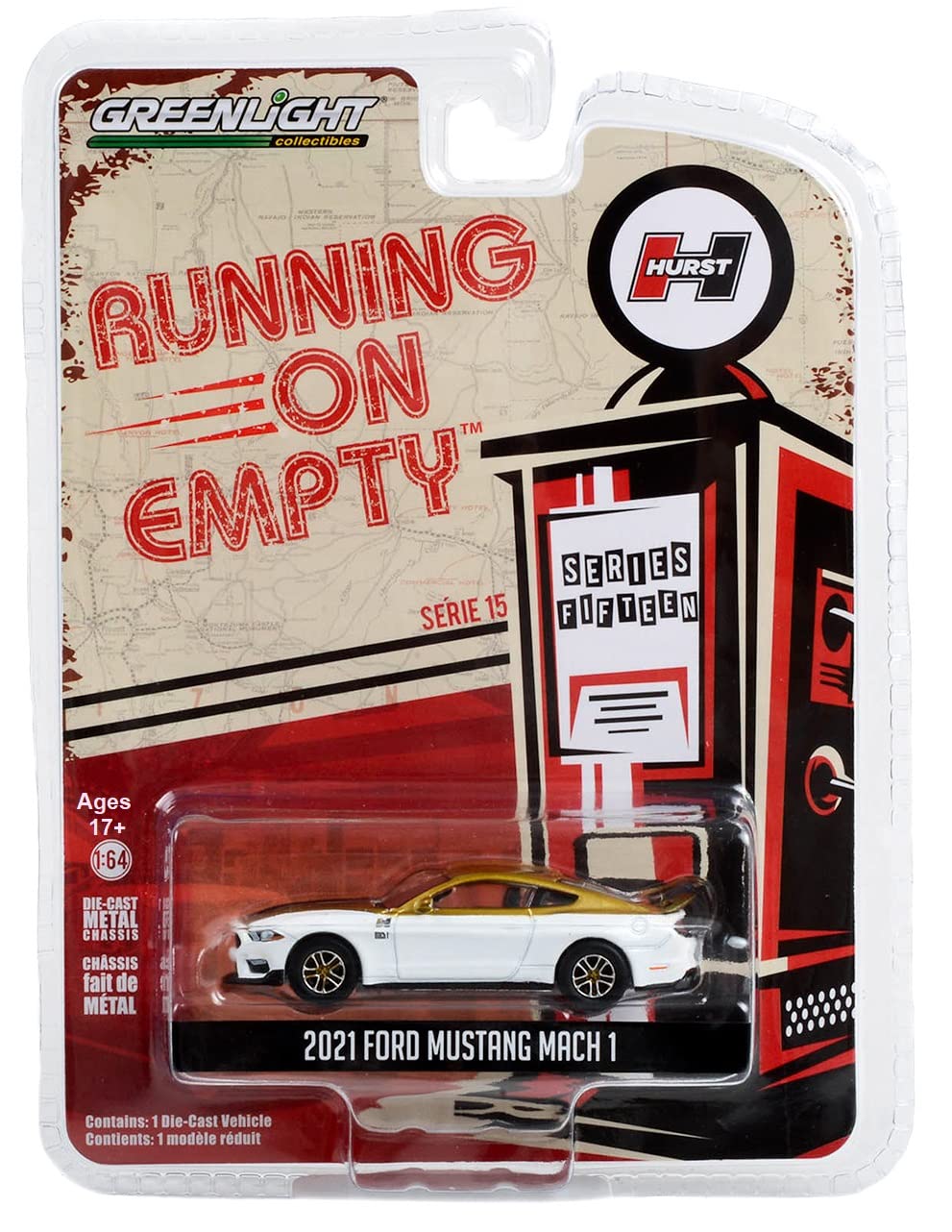 Greenlight 41150-E Running on Empty Series 15-2021 Mustang Mach 1 - Hurst Performance 1/64 Scale Diecast